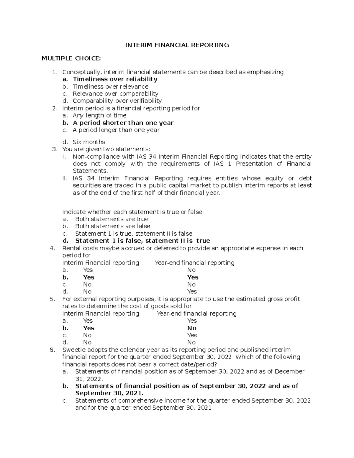 Interim Financial Reporting Review - INTERIM FINANCIAL REPORTING ...