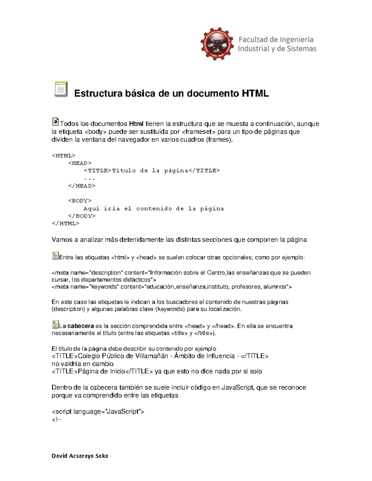 Estructura básica de un documento HTML - Analisis De Decisiones - UNFV ...