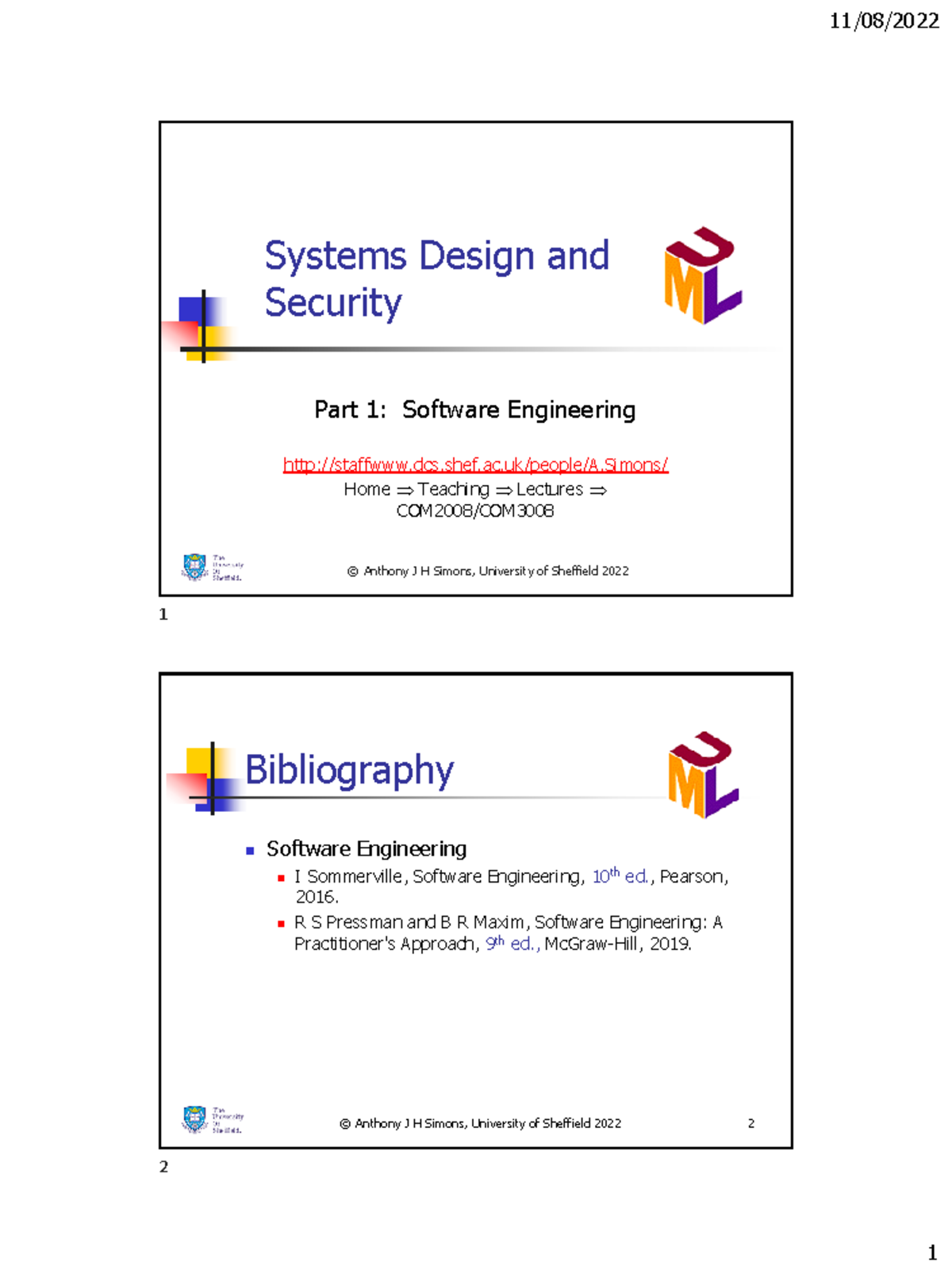 Software Engineering - shef.ac/people/A.Simons/ Home Teaching Lectures ...