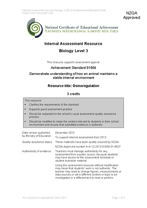 NCEA Level 3 Biology - B3 SPECIATION Biological evolution: permanent ...