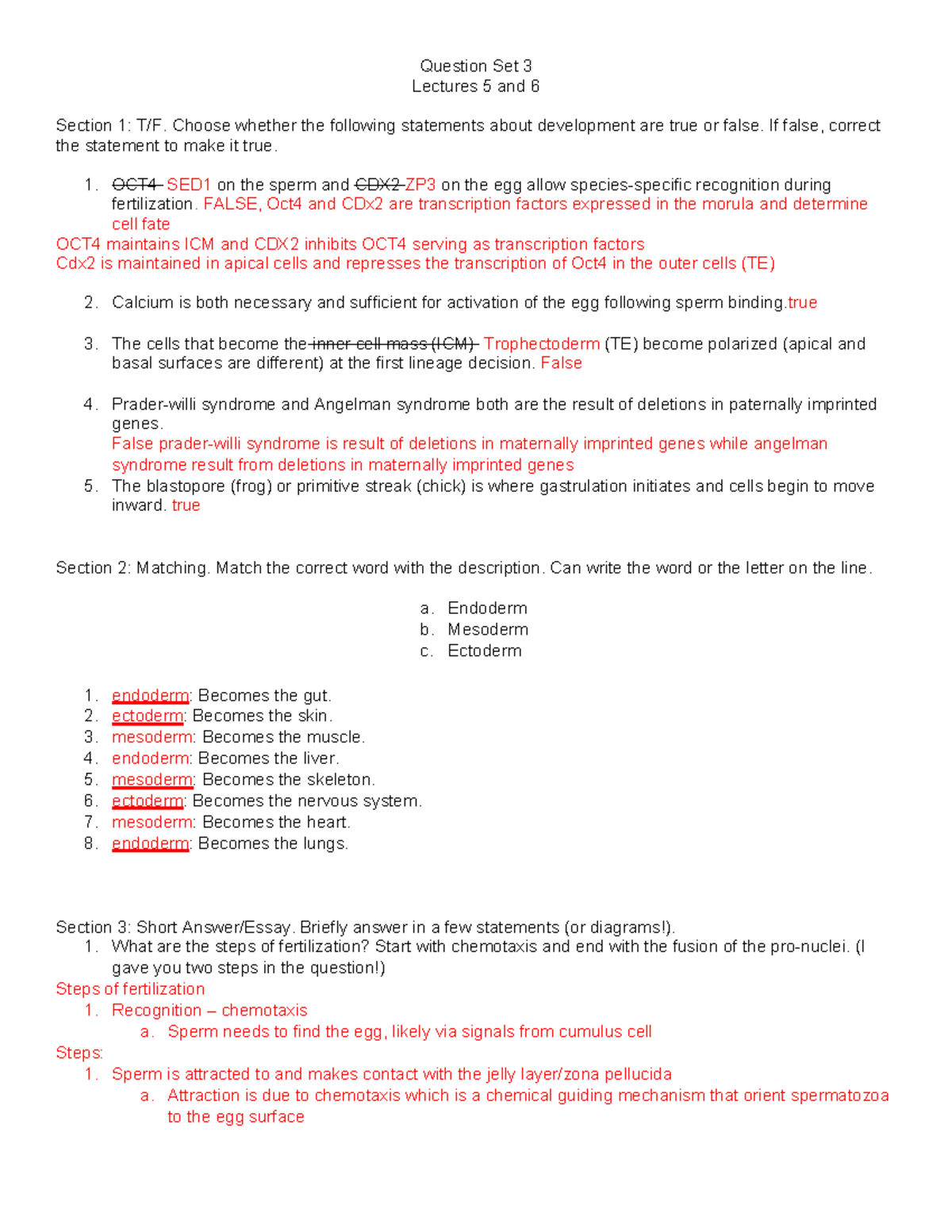 Question Set 3 2024 - Question Set 3 Lectures 5 and 6 Section 1: T/F ...
