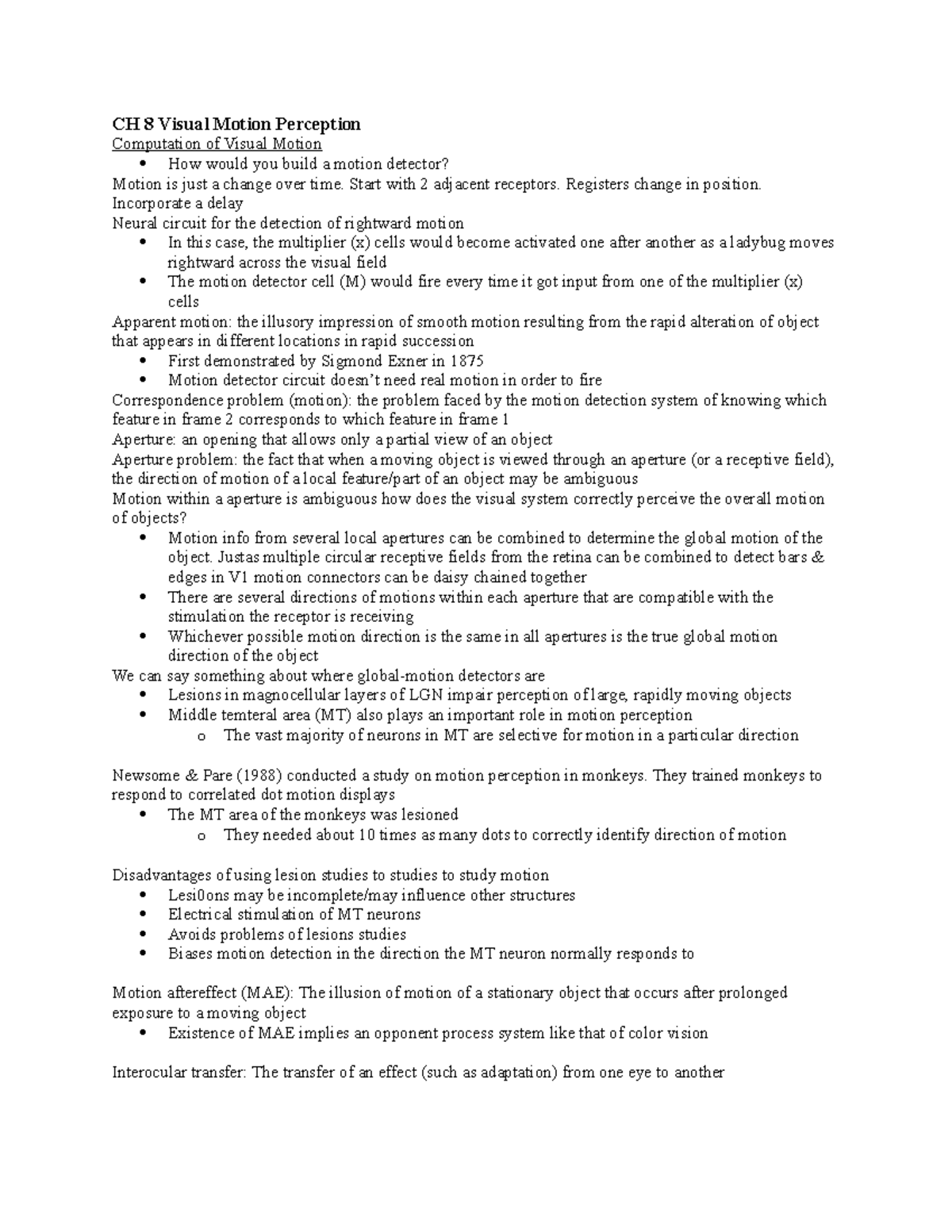 Exp 3204 Ch 8 Visual Motion Perception Ch 8 Visual Motion Perception Computation Of Visual