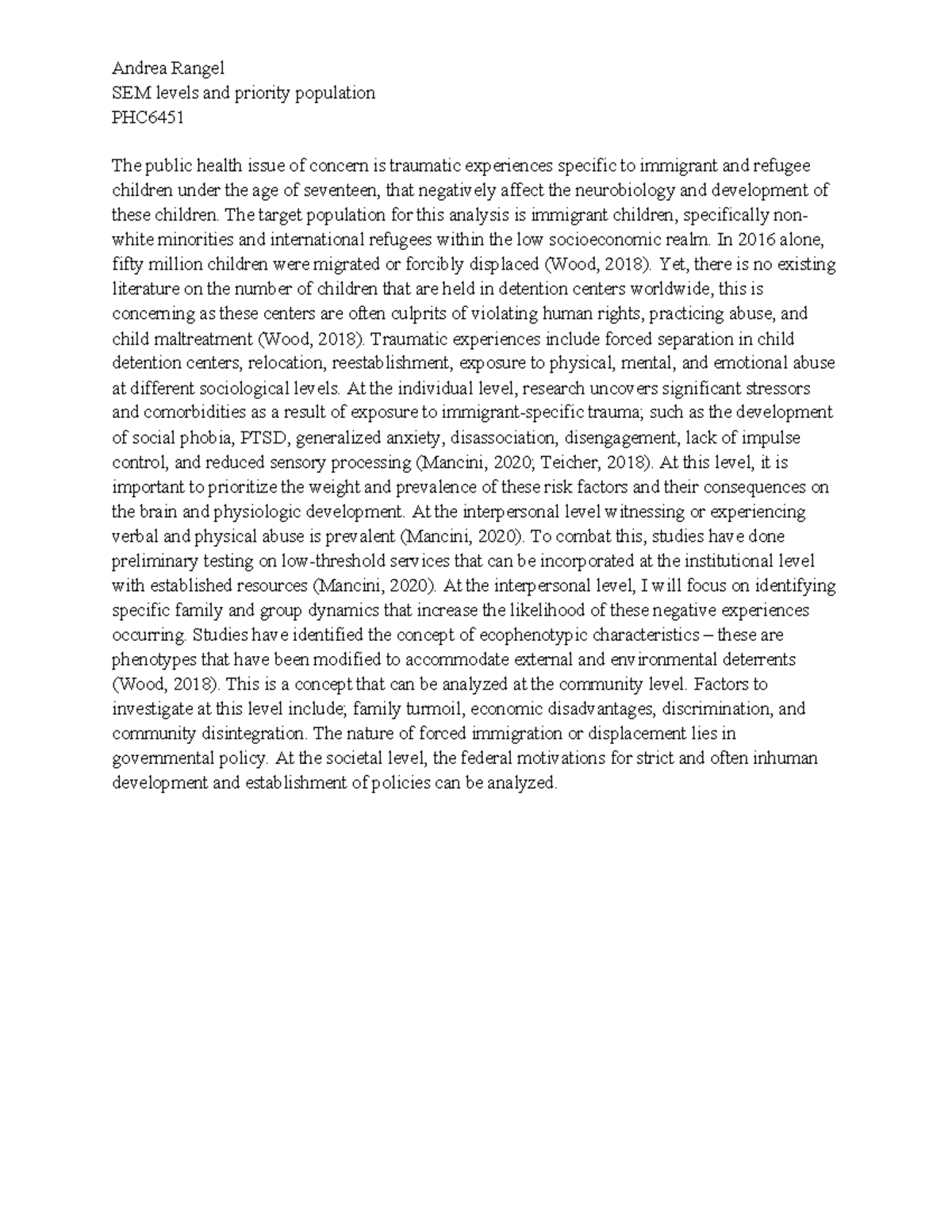 SEM levels and Priority Population - Andrea Rangel SEM levels and ...