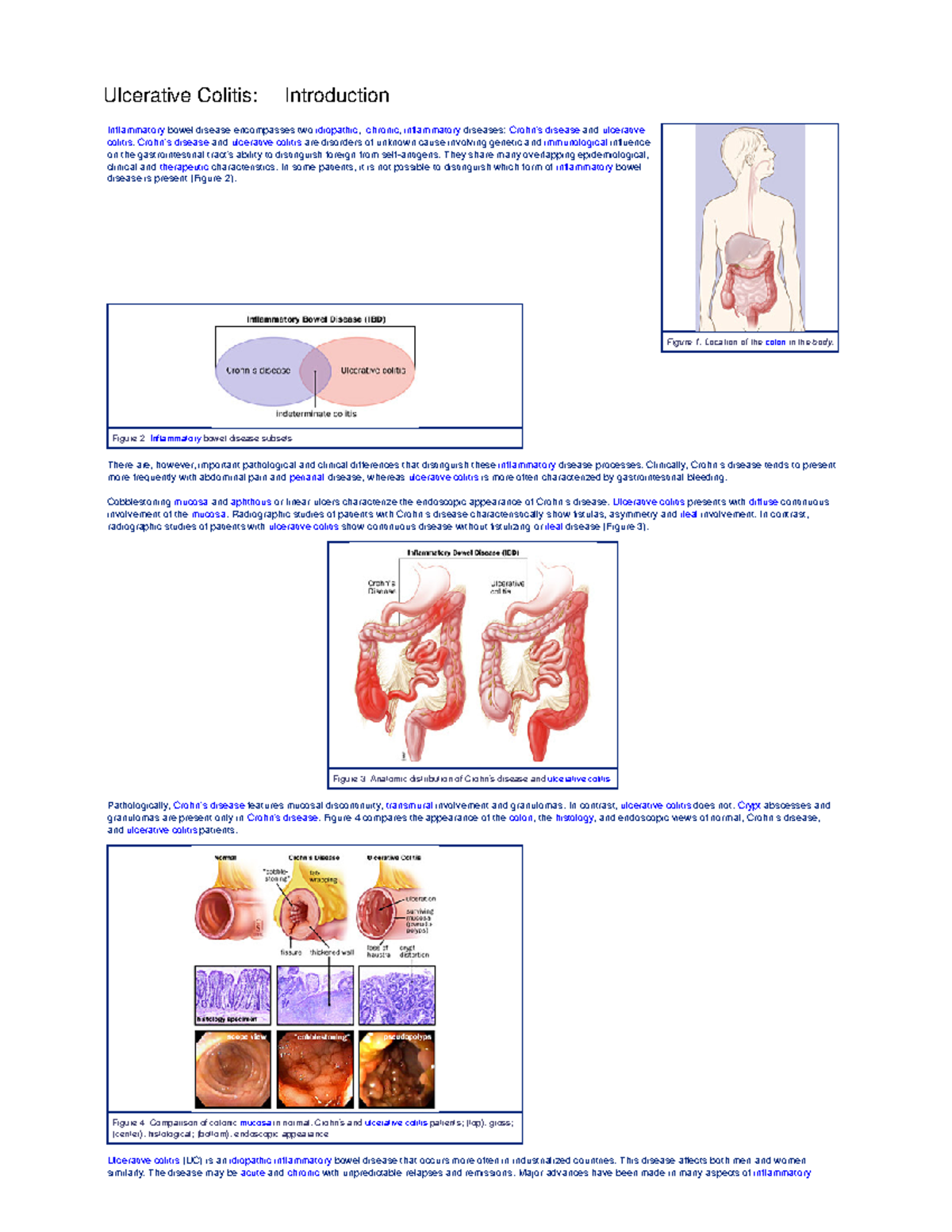 Ulcerative colitis - Figure 1. Location of the colon in the body ...