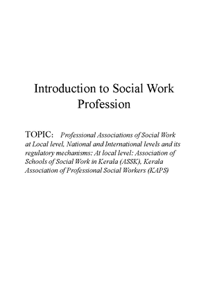 Document 2 - Assignment - INTRODUCTION TO SOCIAL WORK PROFESSION ...