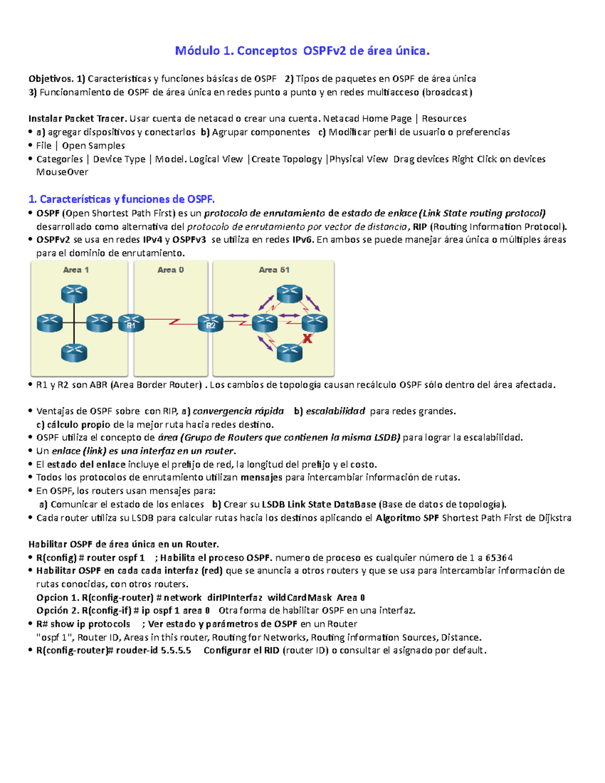 R3 M1 OSPF-Conceptos Clase - Módulo 1. Conceptos OSPFv2 de área única. Objetivos. 1 ...