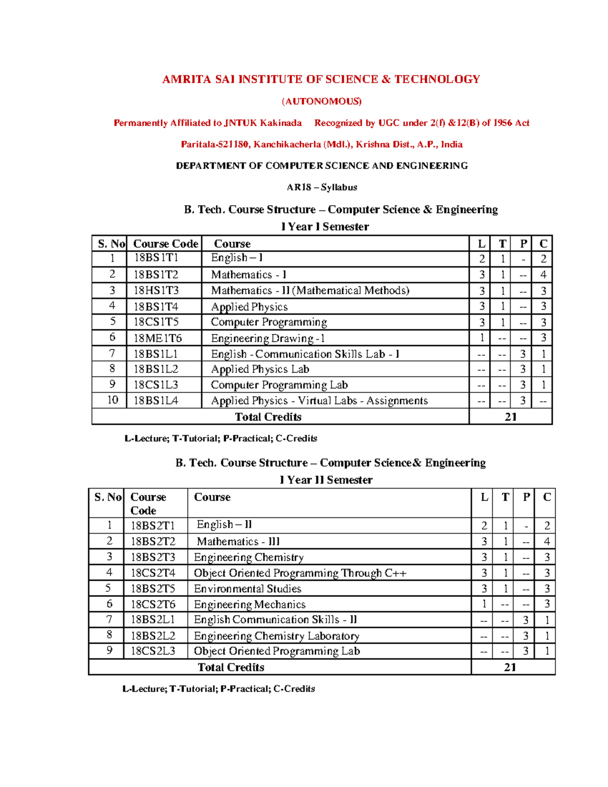 Modified AR18 Syllabus(6-10-2021) - AMRITA SAI INSTITUTE OF SCIENCE ...