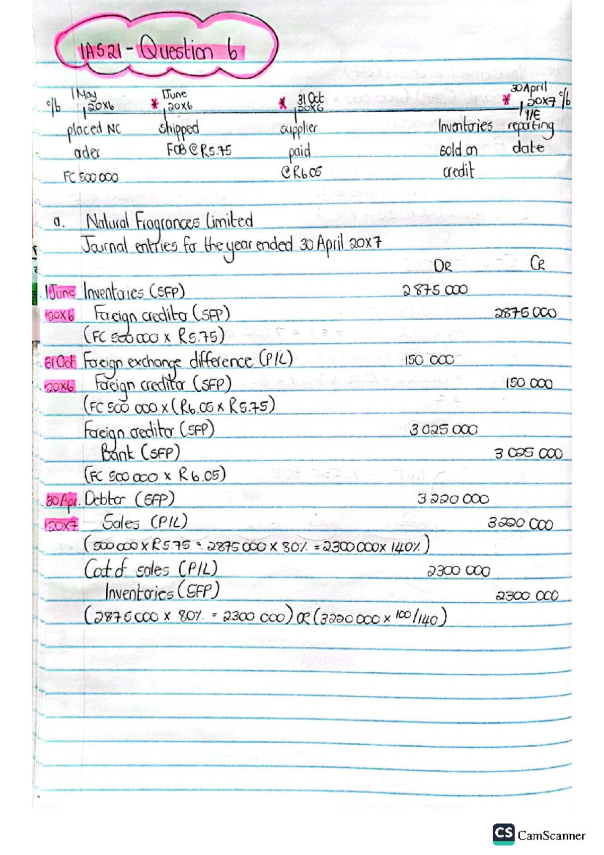 IAS21 Q6a - IAS 21 Question 6a - 1A521 Question 6 May IJune 20x6 31 Oct ...