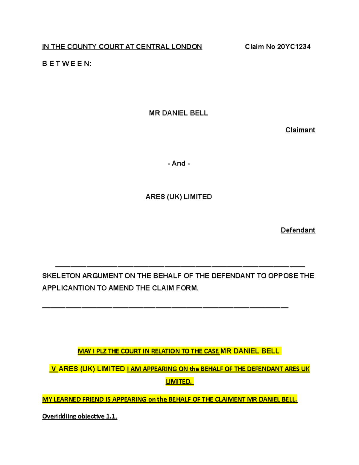 skeleton-argument-181221-in-the-county-court-at-central-london-claim