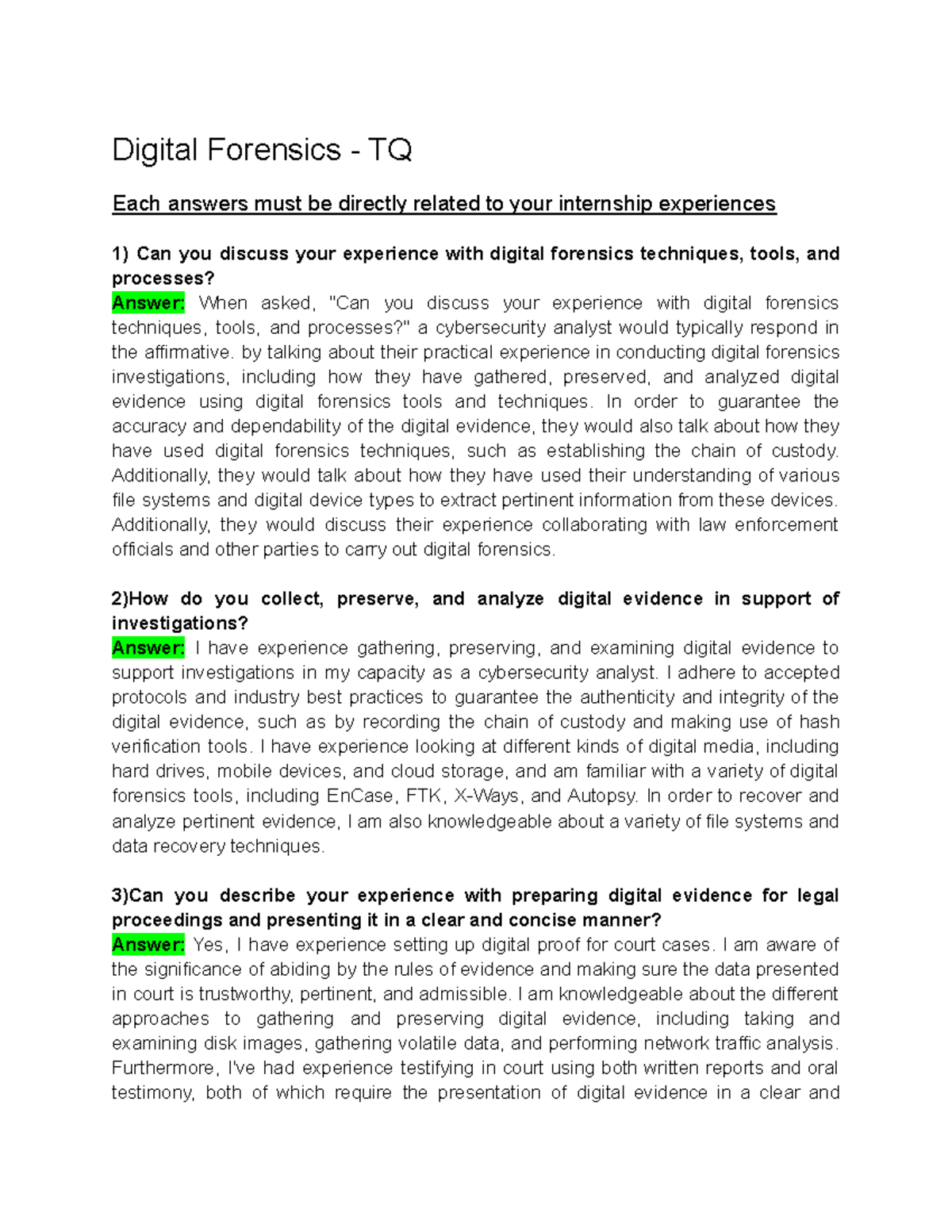 Digital Forensics - by talking about their practical experience in ...