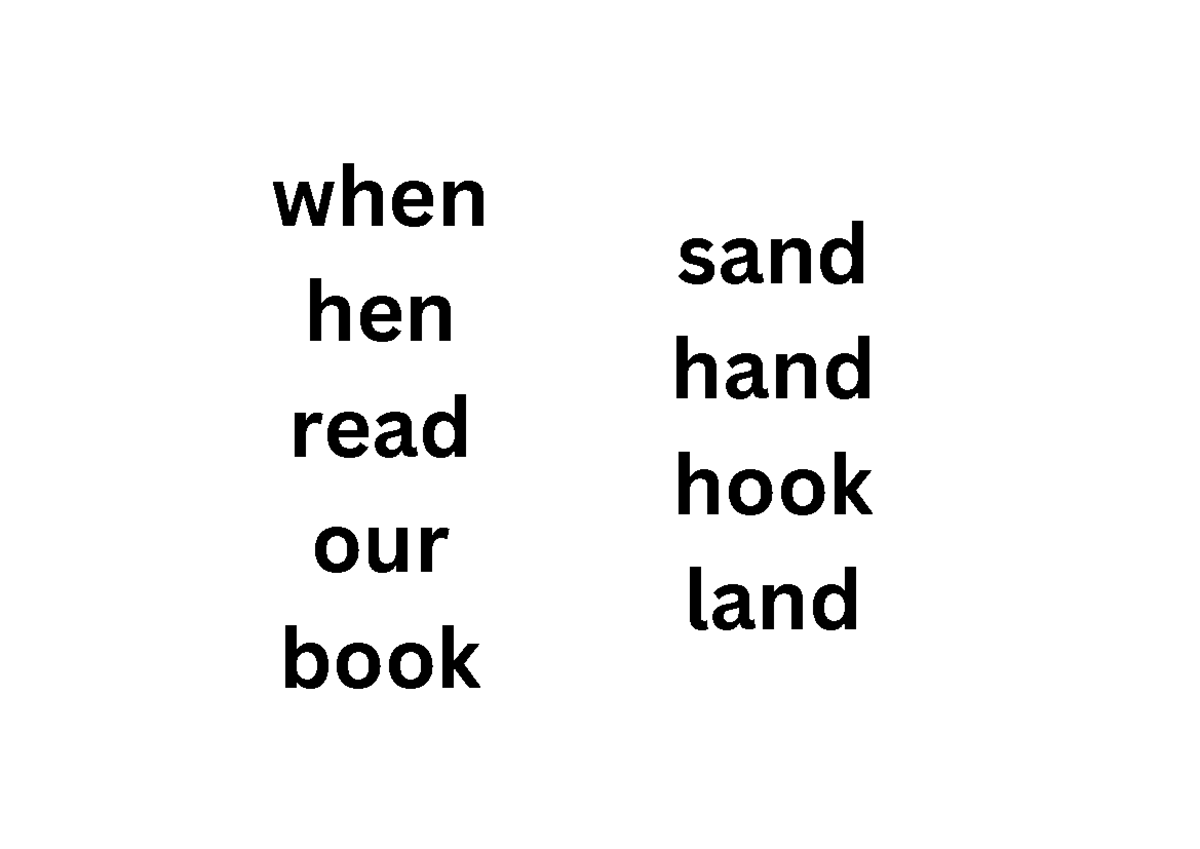 building words for foundation phase - ENG1501 - sand hand hook land ...