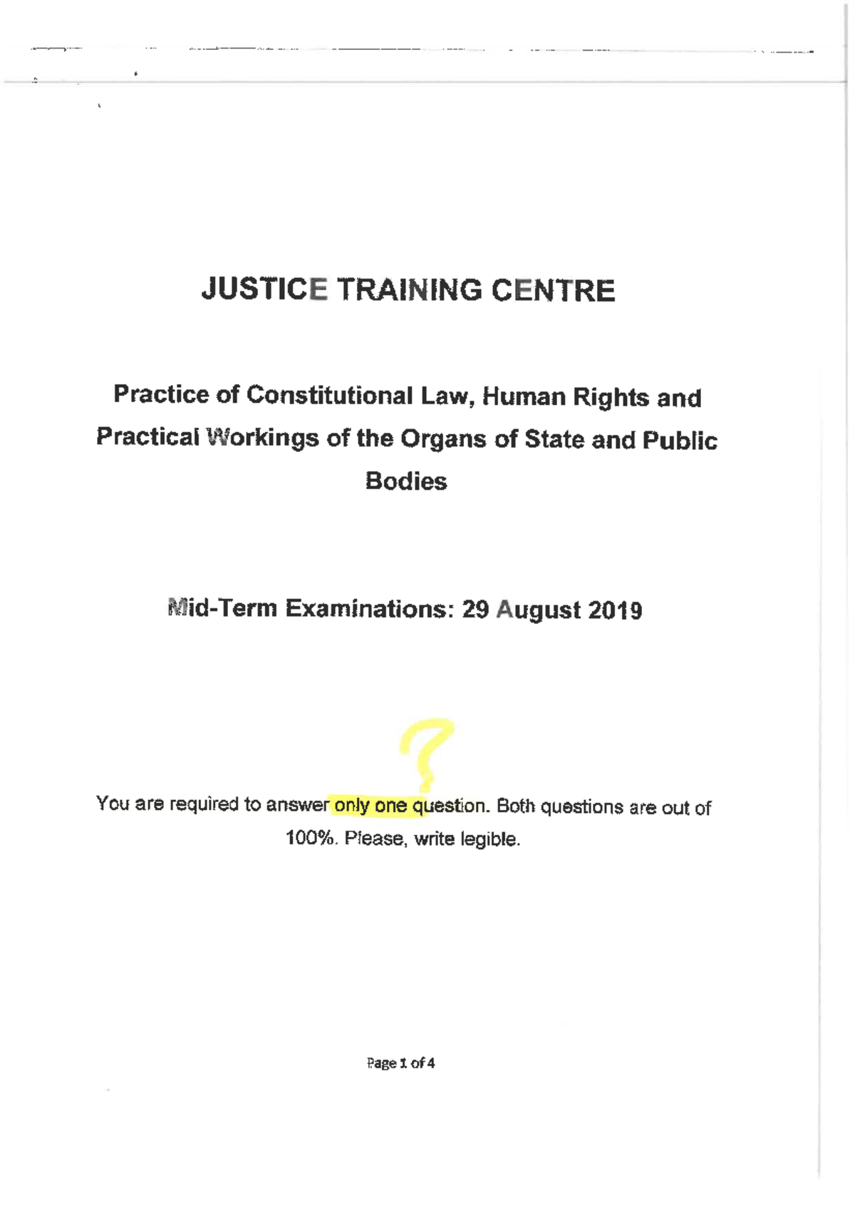 Constitutional Section 49 JTC PAST Papers -1 - Constitutional law - Studocu