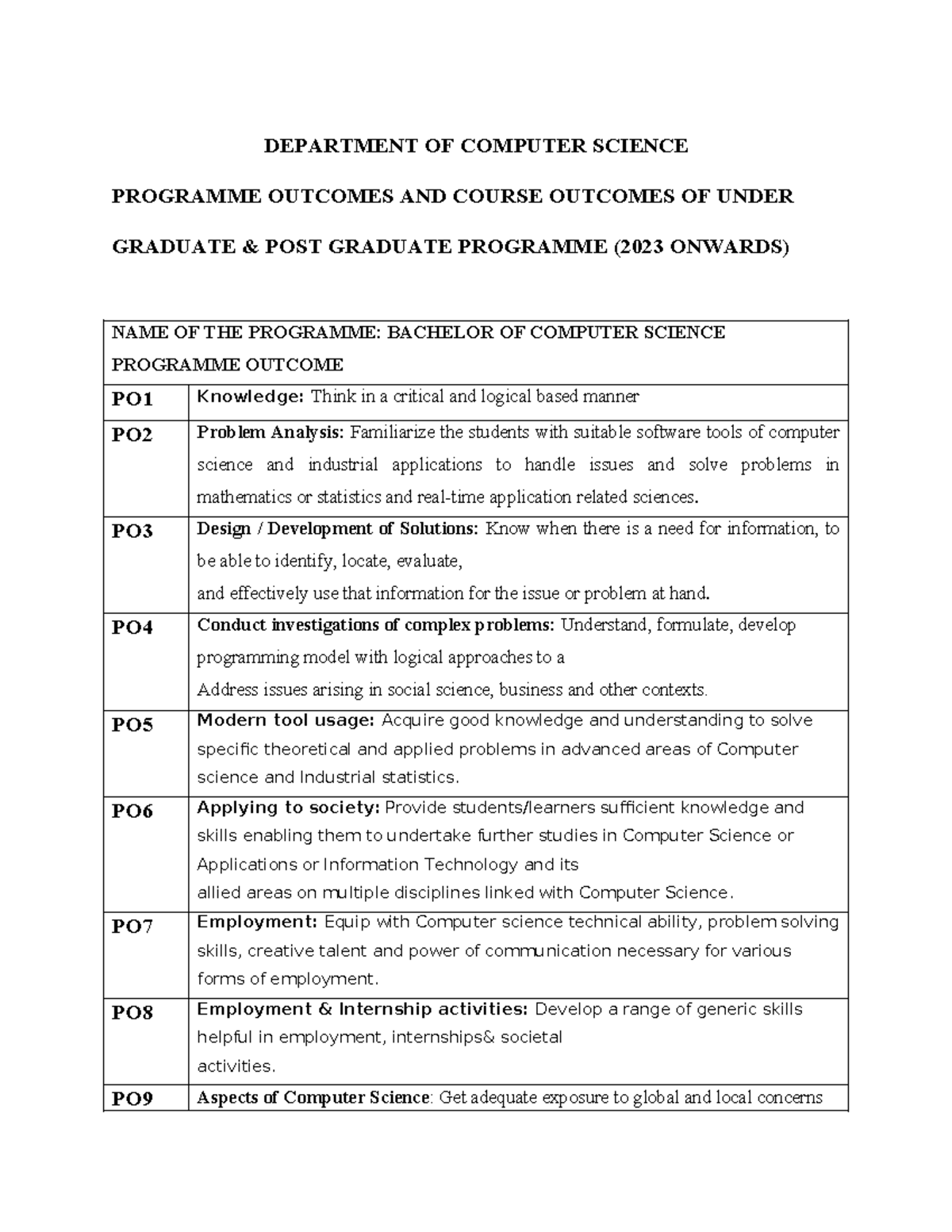 I CS PO CO Department OF Computer Science - DEPARTMENT OF COMPUTER ...