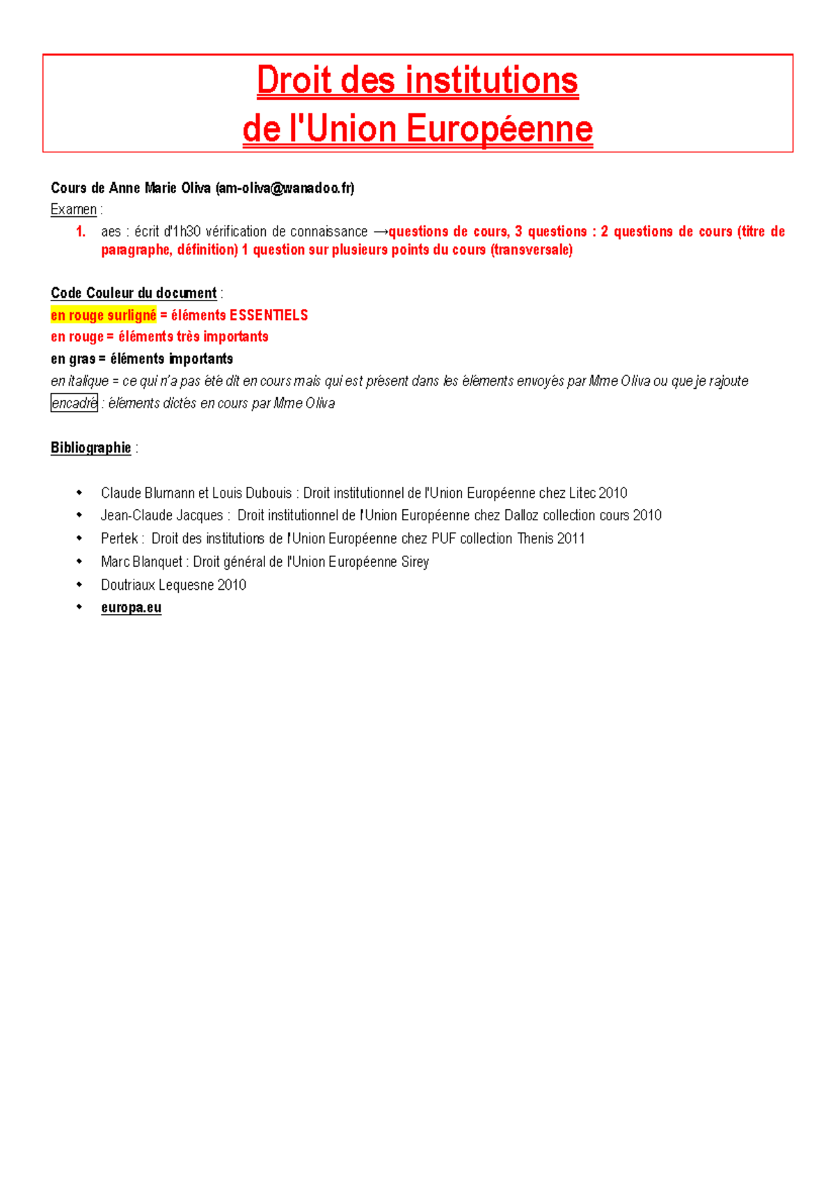 Droit de l'union européenne - Droit des institutions de l'Union ...