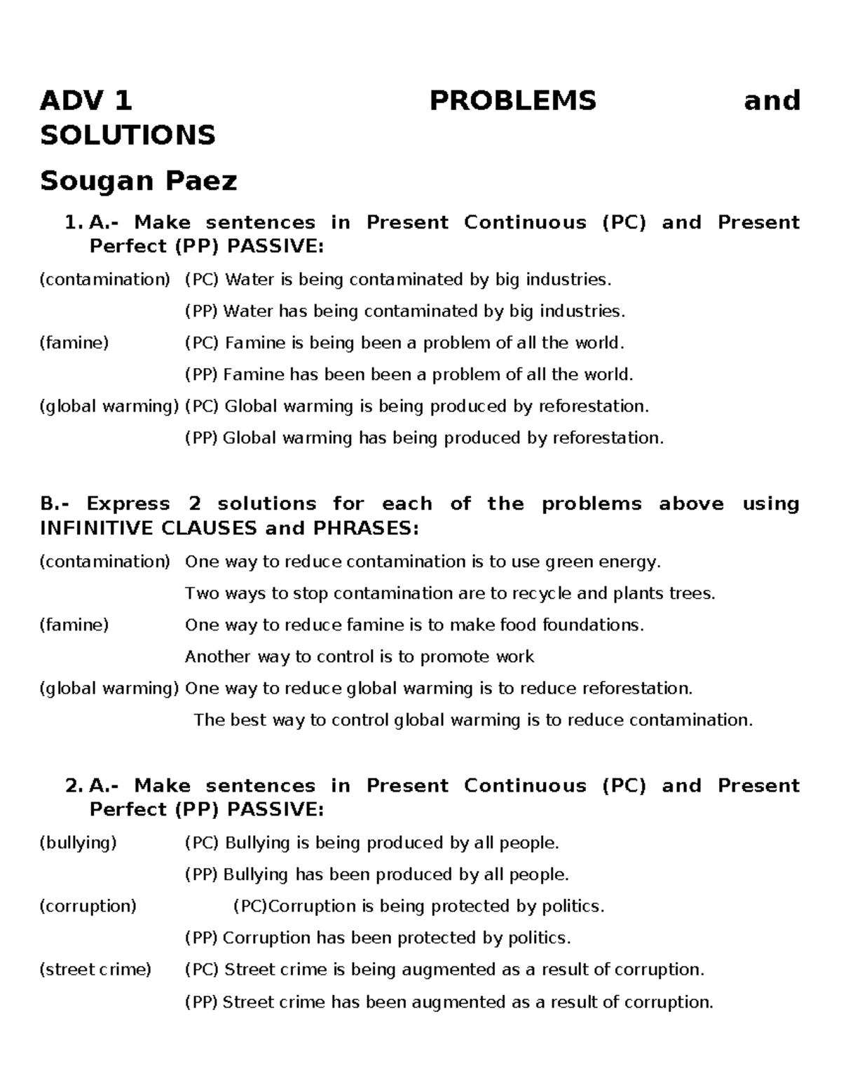 Special TASK - hjvh - ADV 1 PROBLEMS and SOLUTIONS Sougan Paez 1. A ...