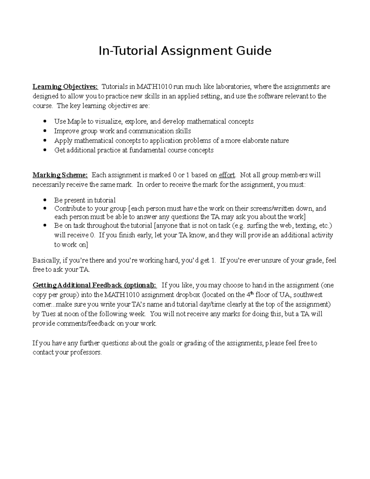 Assignment Activities Guide - MATH1010U - Ontario Tech University - Studocu
