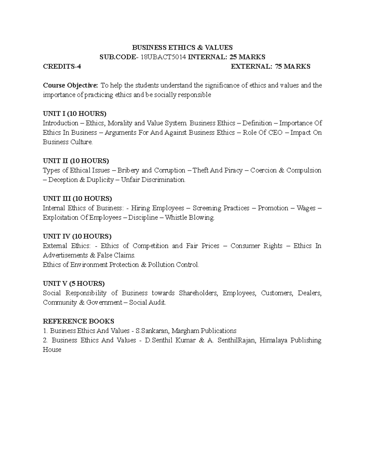 Syllabus Business Ethics And Values BUSINESS ETHICS VALUES SUB syllabus-business-ethics-and-values-business-ethics-values-sub