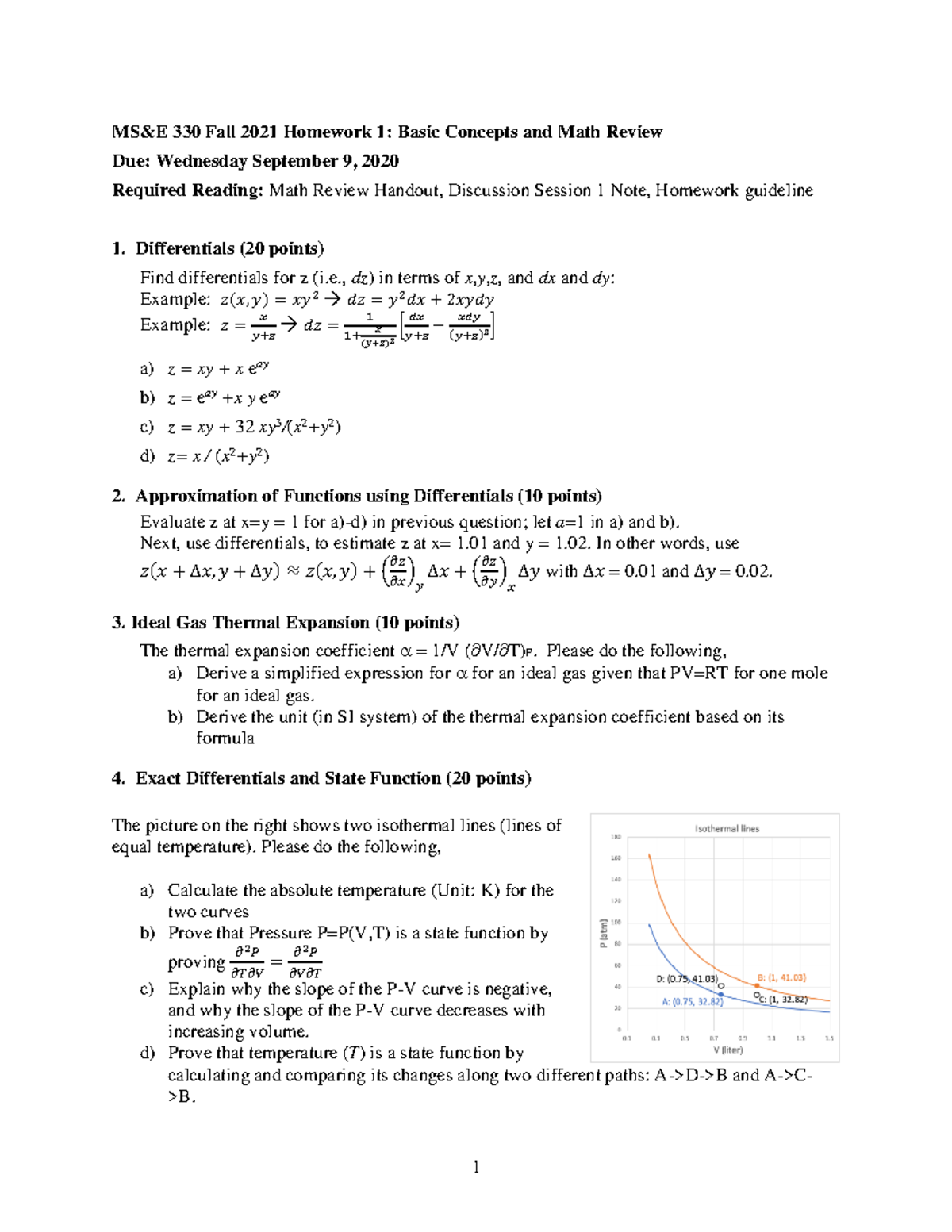 MSE 330 Fall 2021 Homework 1 - 1 MS&E 330 Fall 2021 Homework 1: Basic Concepts and Math Review ...