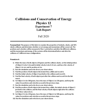 PHY 012 Experiment #3 Lab Report - Student Name(s): Rose Falletta Date ...