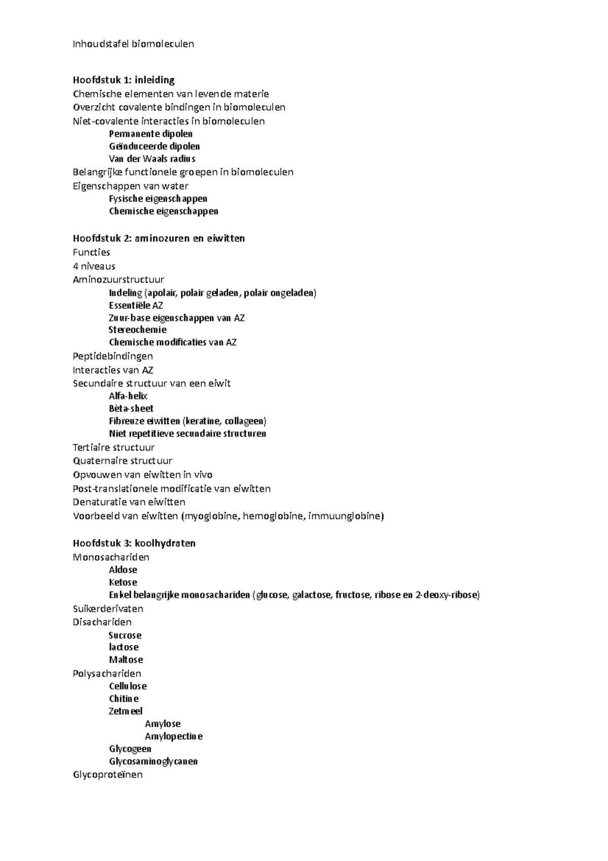 Inhoudstafel - Studocu