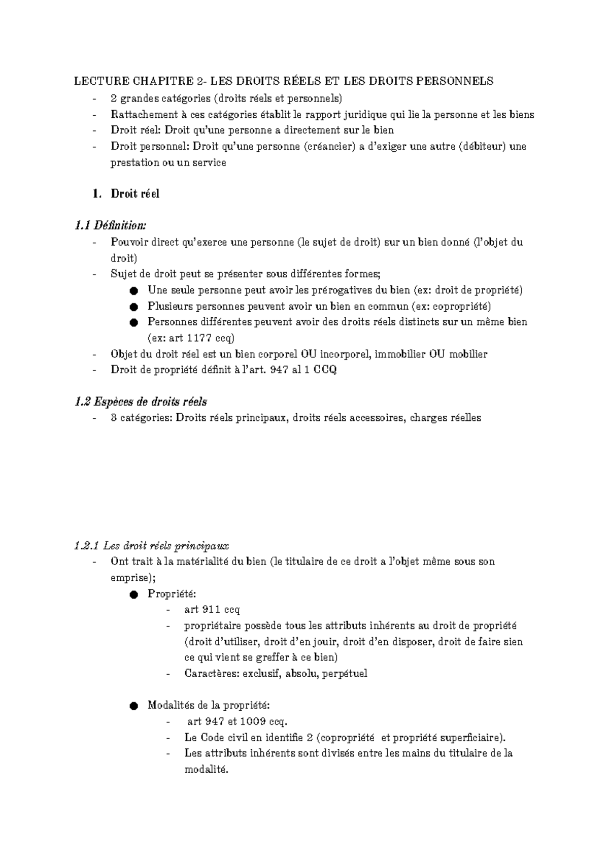 Lectures cours 1-12 biens et prescriptions - LECTURE CHAPITRE 2- LES ...