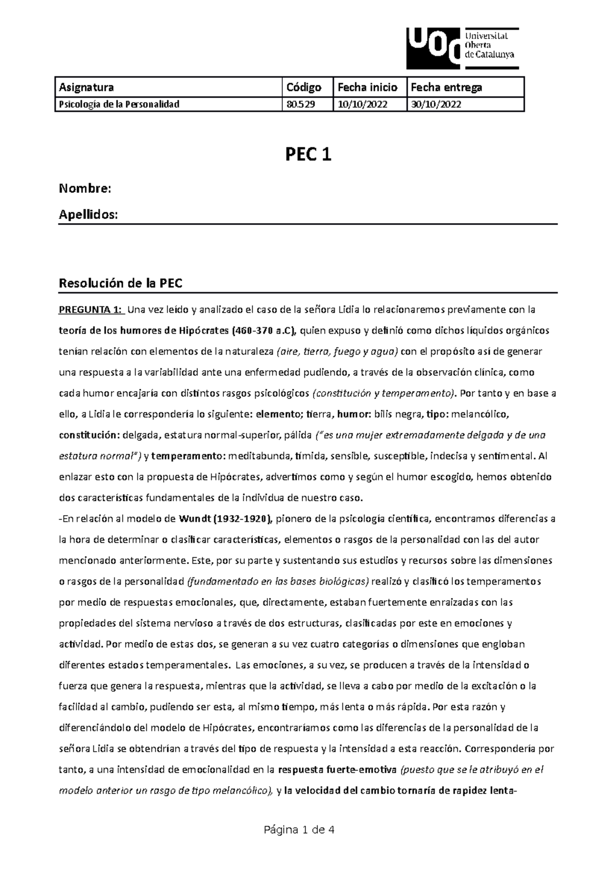 Plantilla envío 2022 PEC1 - Psicología de la Personalidad 80 10/10/2022 30/10/ PEC 1 Nombre ...