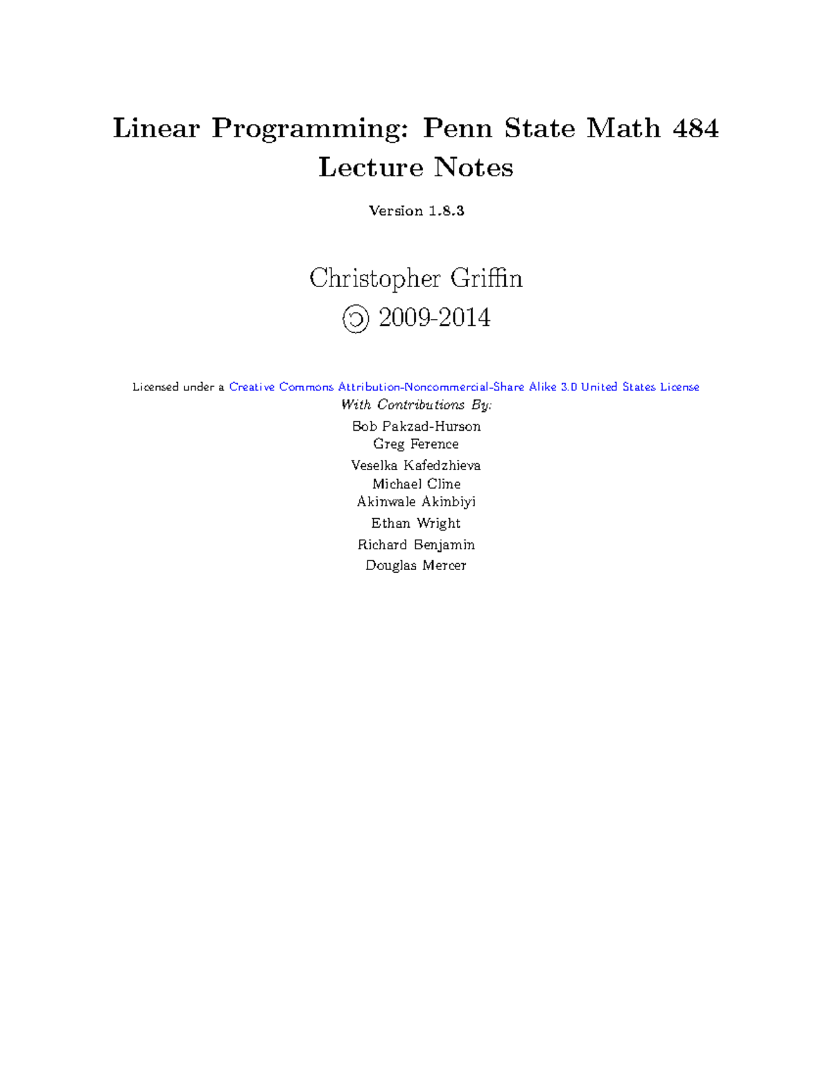 Lecture notes, lecture All - Entire syllabus - Linear Programming: Penn ...