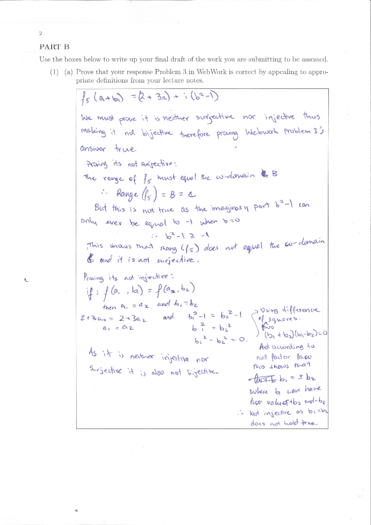 Assignment 3 - 2 PART B Use the boxes below to write up your final ...