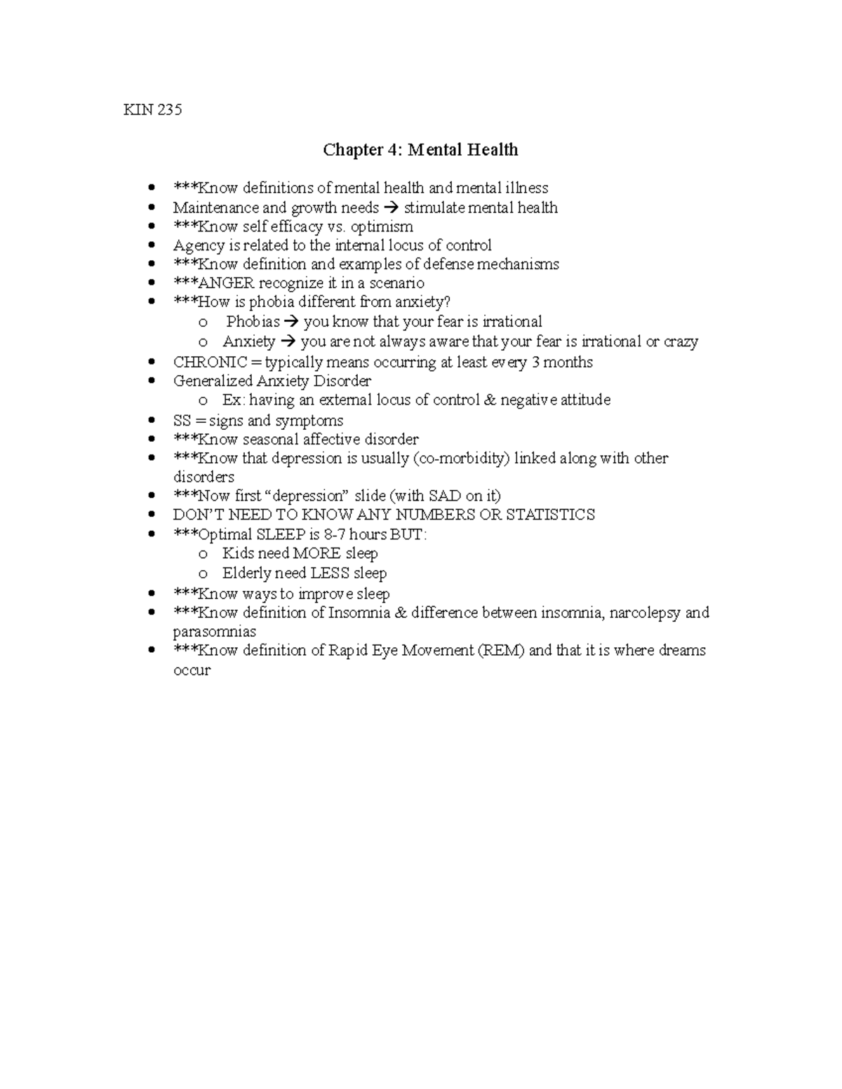 Chapter 4 Notes - Professor Magna Aldoussany - KIN 235 Chapter 4 ...