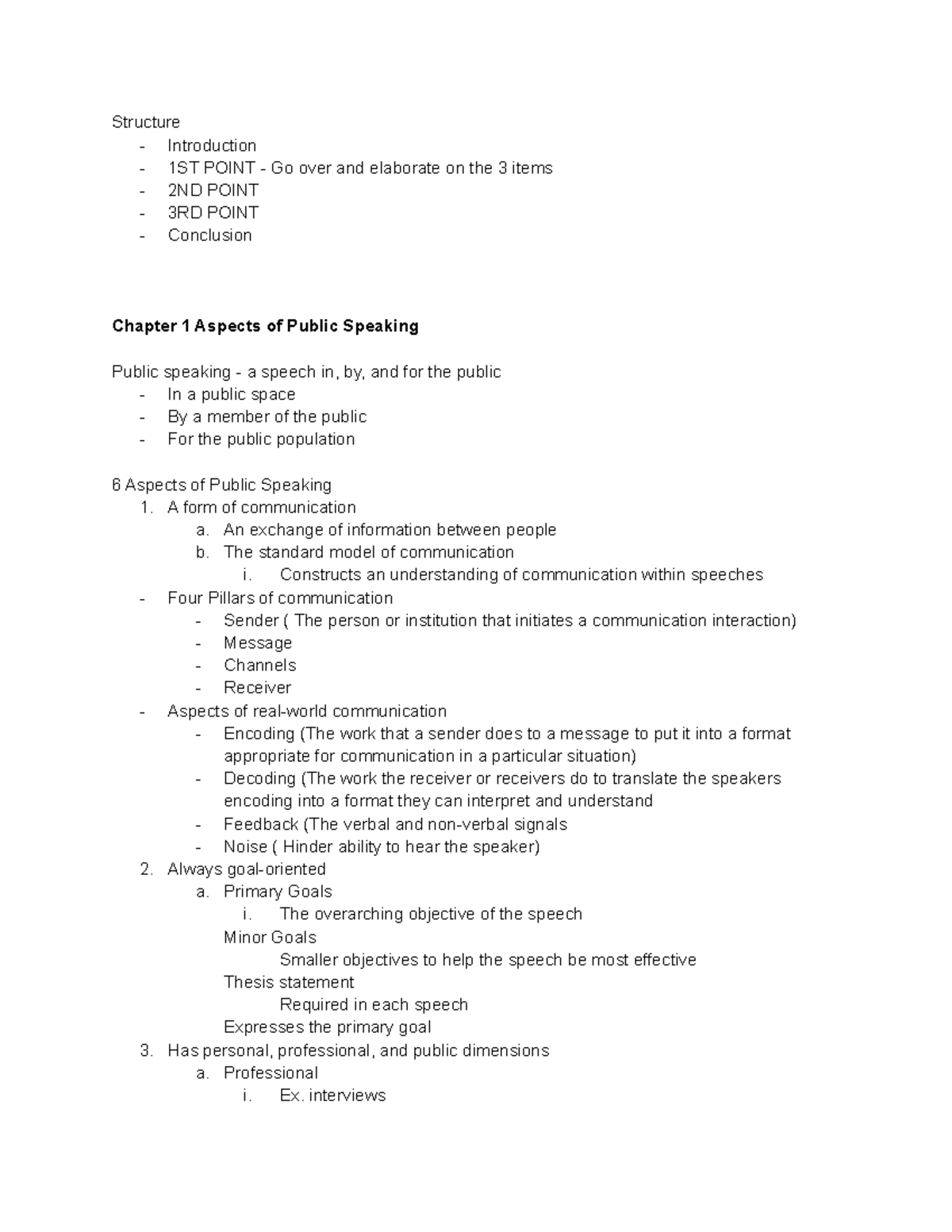 Public Speaking Notes Structure Introduction 1ST POINT Go Over public-speaking-notes-structure-introduction-1st-point-go-over