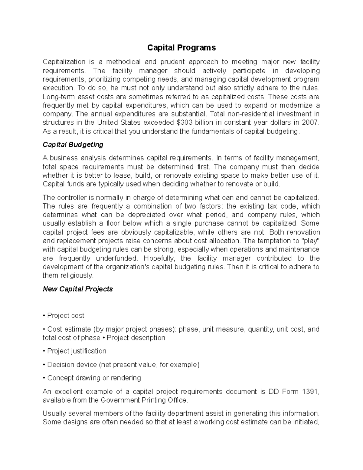 Lesson 1-2 Capital Programs - Capital Programs Capitalization is a ...