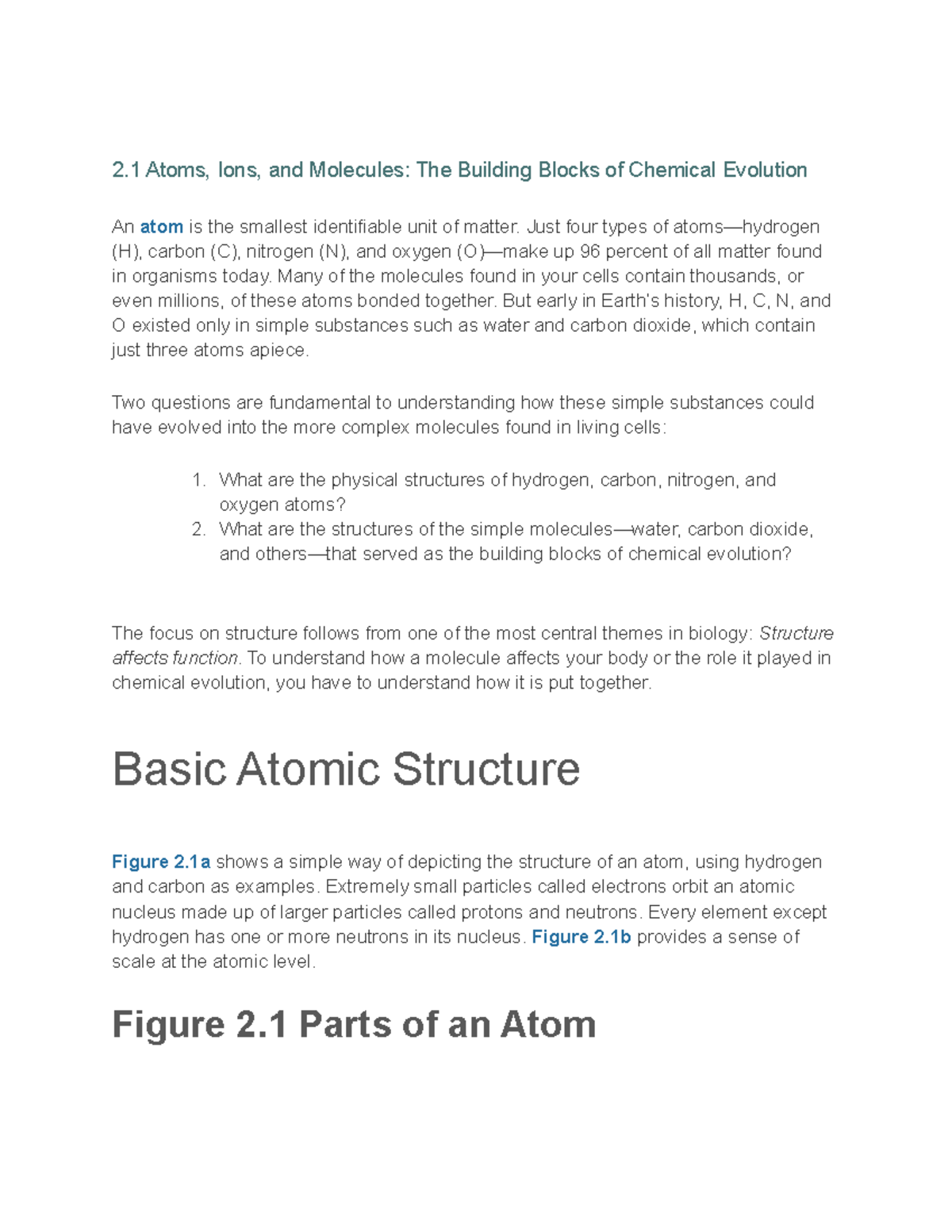 Bio 212 - QUIZ ANSWERS - 2 Atoms, Ions, and Molecules: The Building ...