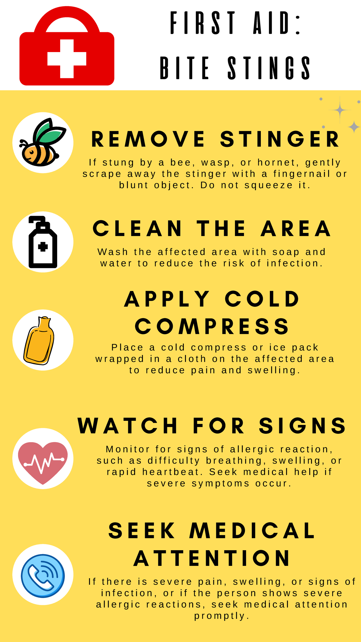 First Aid Instructions - BITE STINGS R E M O V E S T I N G E R I f s t ...