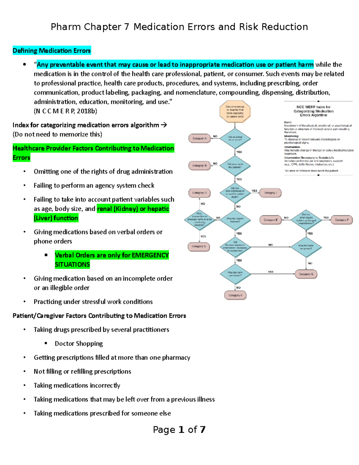 Pharm Chapter 7 Medication Errors and Risk Reduction - Defining ...