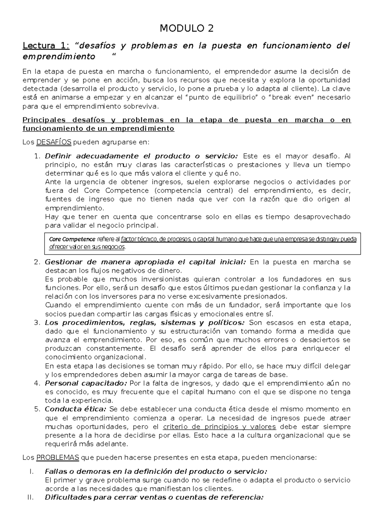 Modulo 2 - Resumen M2 - MODULO 2 Lectura 1: “desafíos y problemas en la puesta en funcionamiento ...