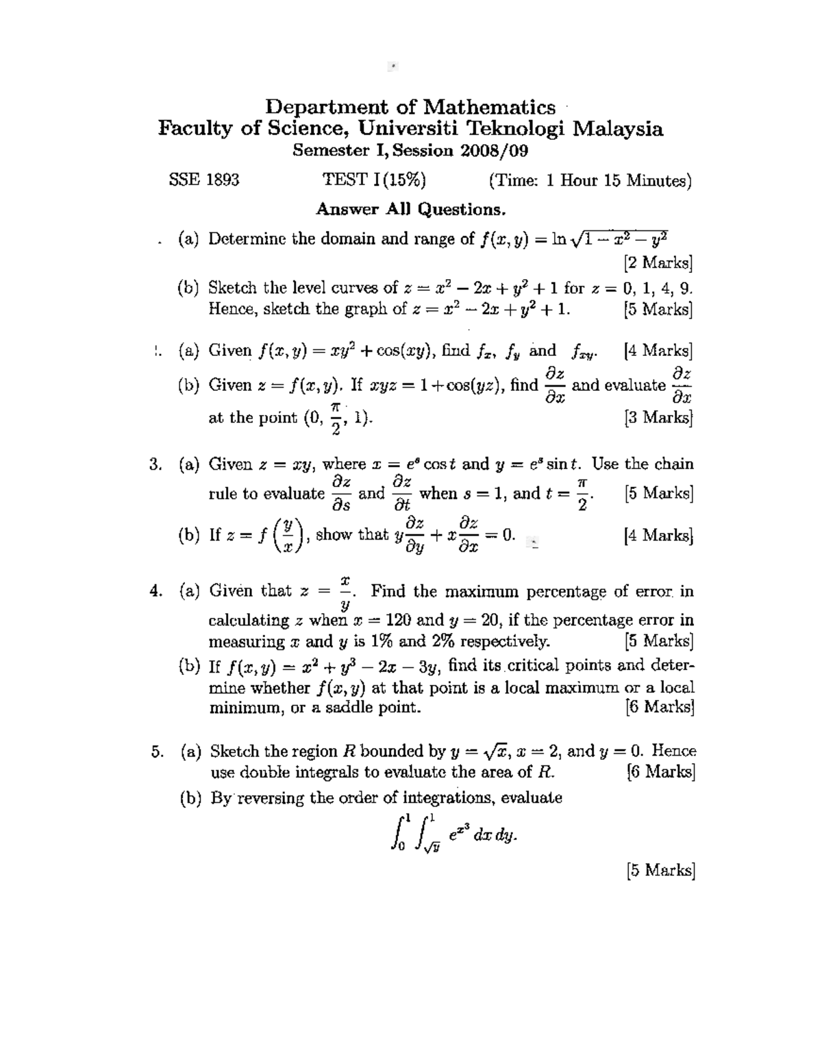 01 Test 1 0809 2 final question - Department of Mathematics' Faculty of ...