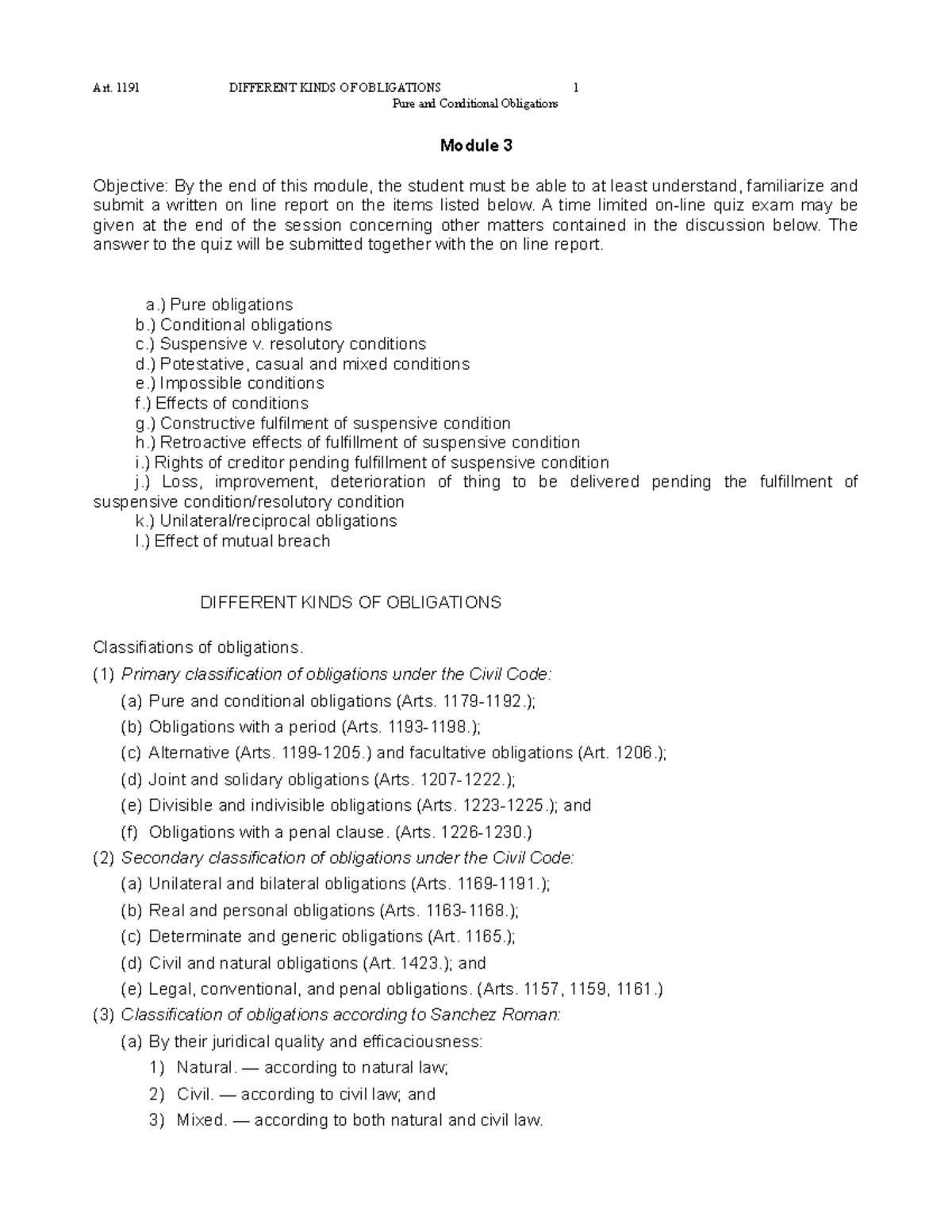 Oblicon 3 - Lecture notes 3 - Pure and Conditional Obligations Module 3 ...
