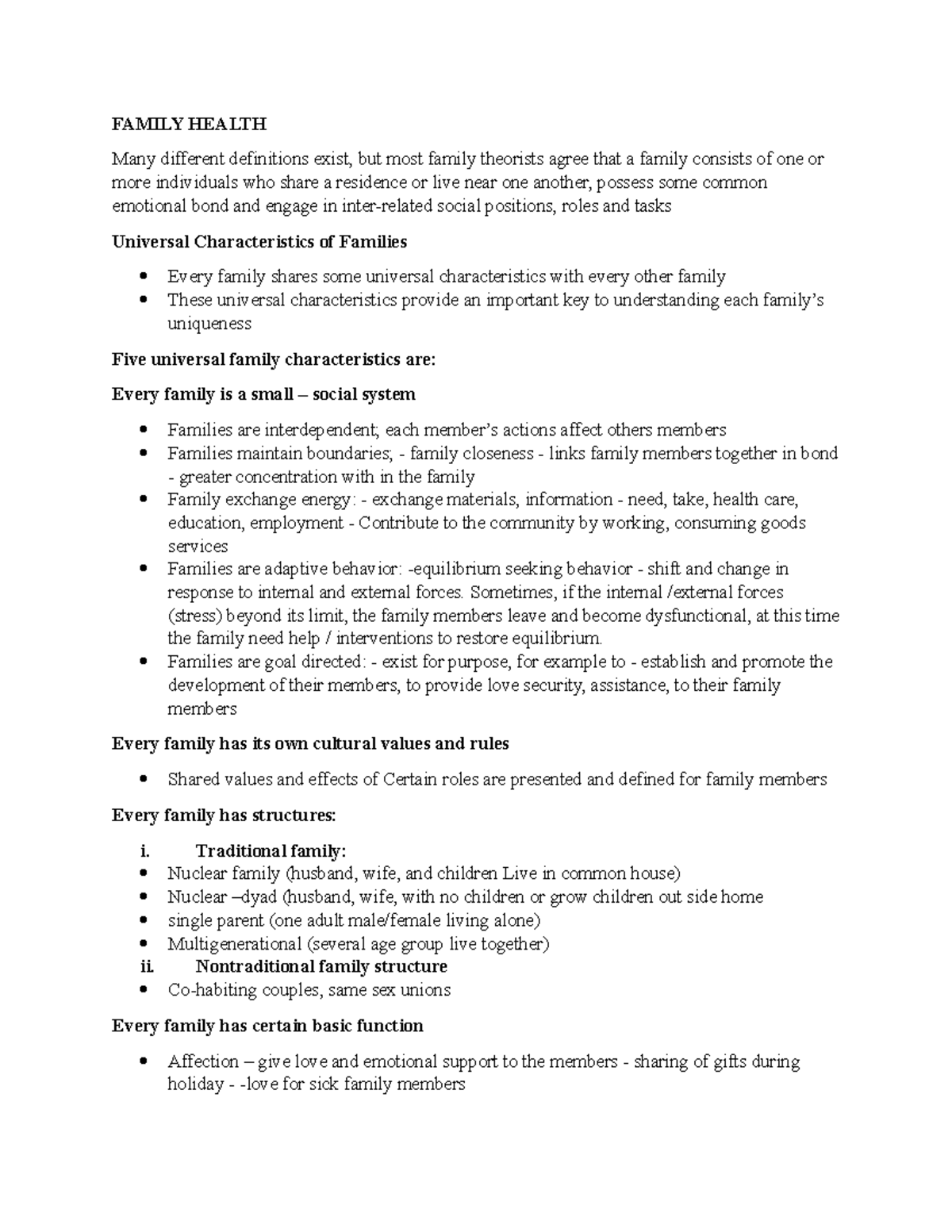 Family Health - FAMILY HEALTH Many different definitions exist, but ...