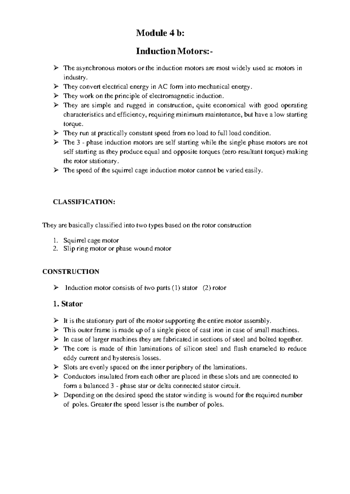 BEE Module 4B - Module 4 b: Induction Motors:- The asynchronous motors ...