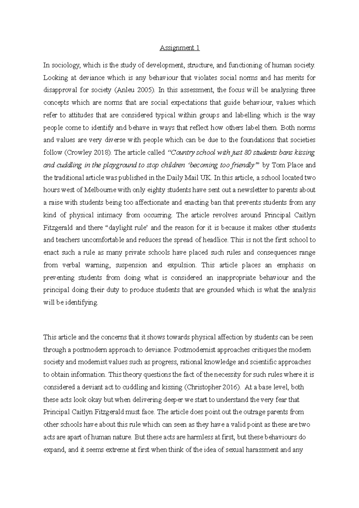 Assignment 1 Norms, values and labels report - Assignment 1 In ...