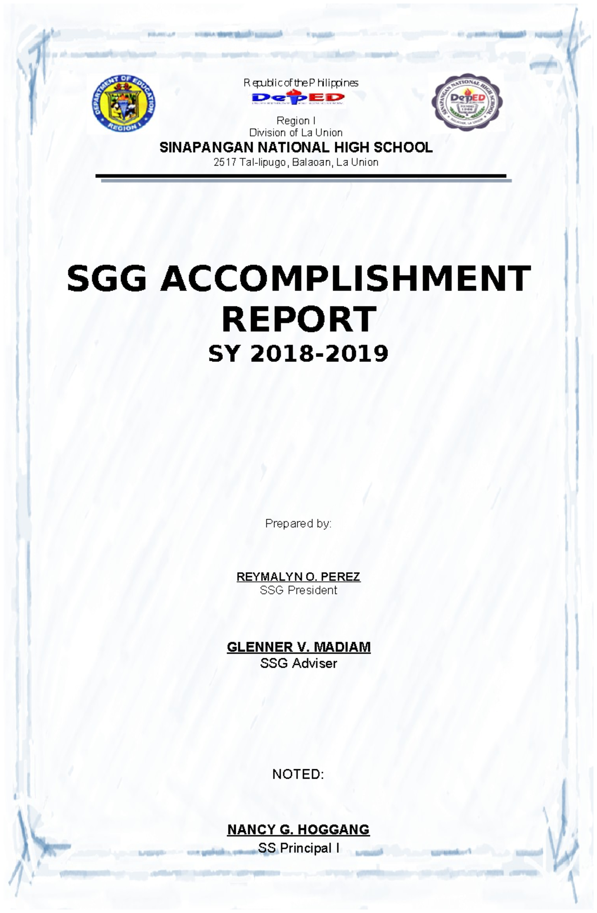 SGG Accomplishment Report - Science, Technology, Engineering, and Mathematics - Senior High ...