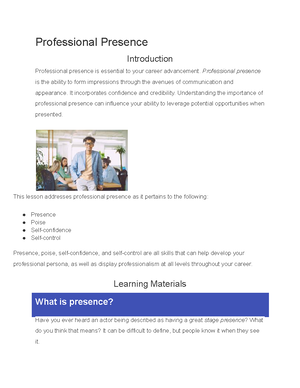 Communicating Your Professional Presence - Communicating Your ...