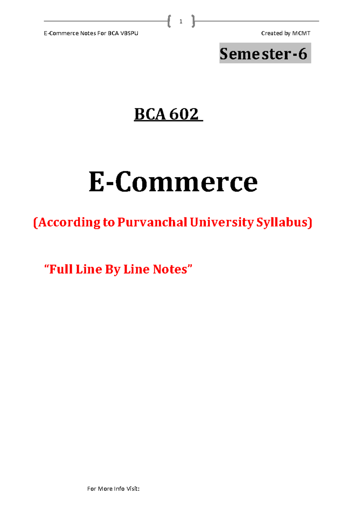 E-Commerce - For More Info Visit: E-Commerce Notes For BCA VBSPU ...