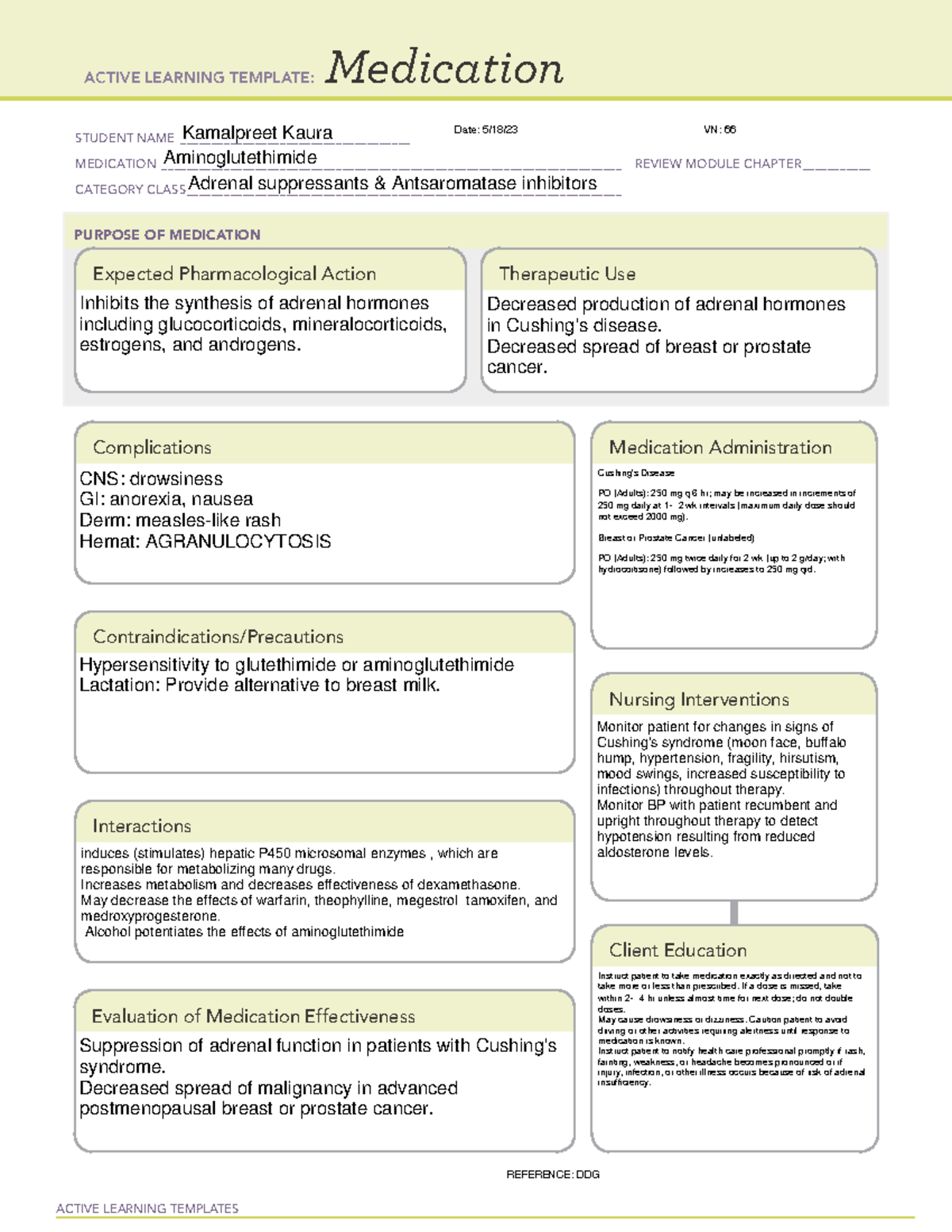 Aminoglutethimide - ATI Template. - ACTIVE LEARNING TEMPLATES ...