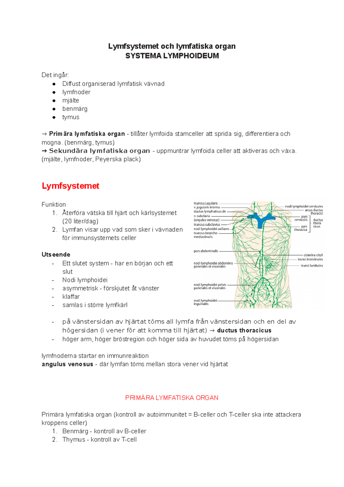 Lymfsystemet och lymfatiska organ - Lymfsystemet och lymfatiska organ ...