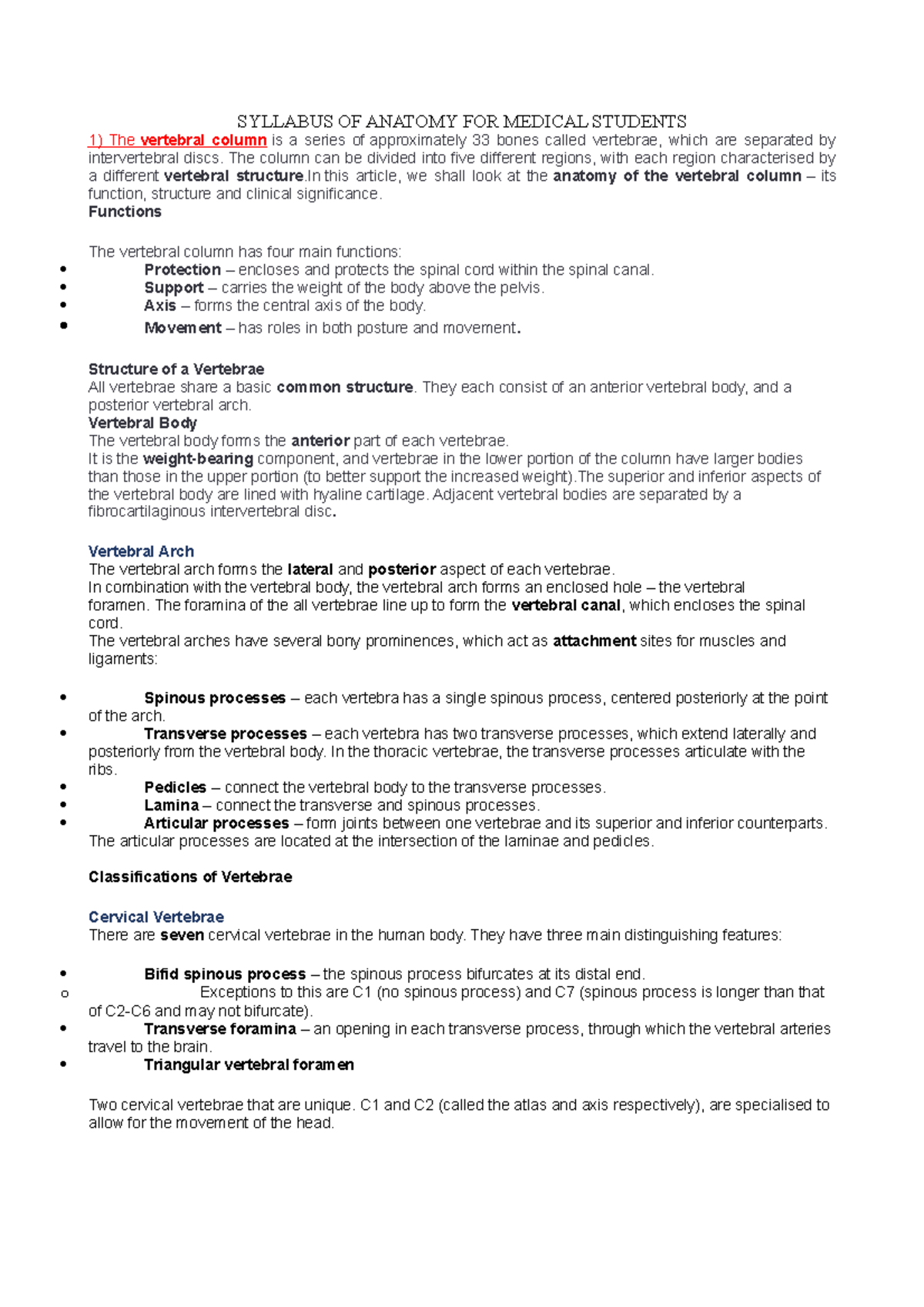 Syllabus OF Anatomy Definitivo - SYLLABUS OF ANATOMY FOR MEDICAL ...