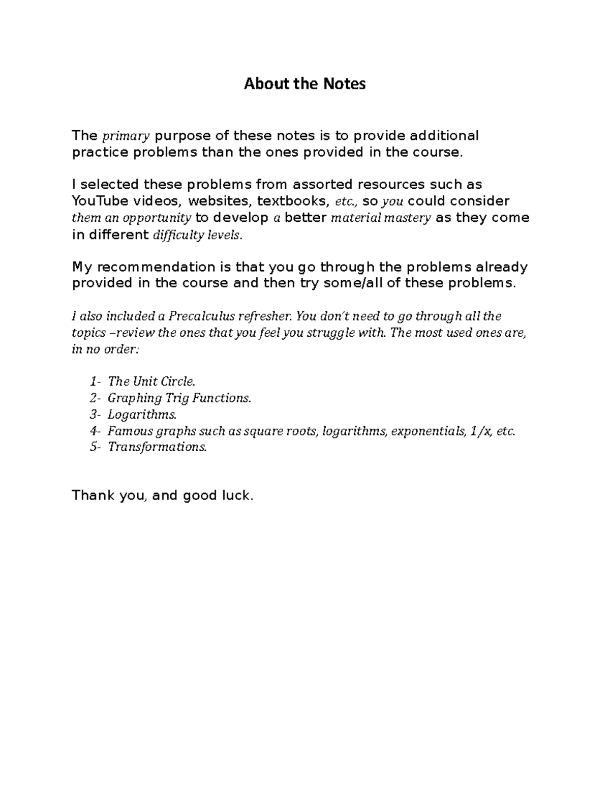 Read me - Please read this document before using any of the notes ...