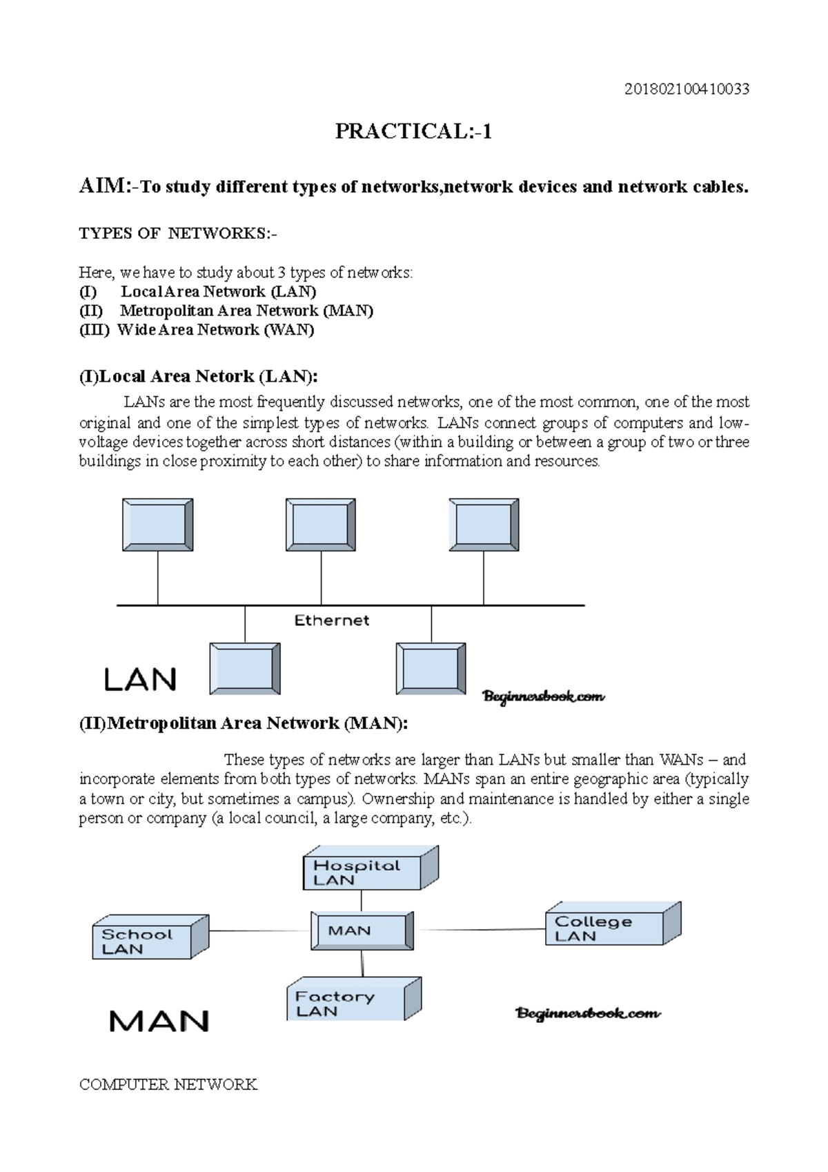 Cn 1 - Data Structure - PRACTICAL:- AIM:-To study different types of networks,network devices ...