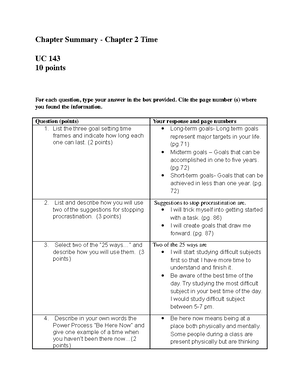 Chapter 7 summary - Grade: a - UC 143 Mastering Lifetime Learning ...