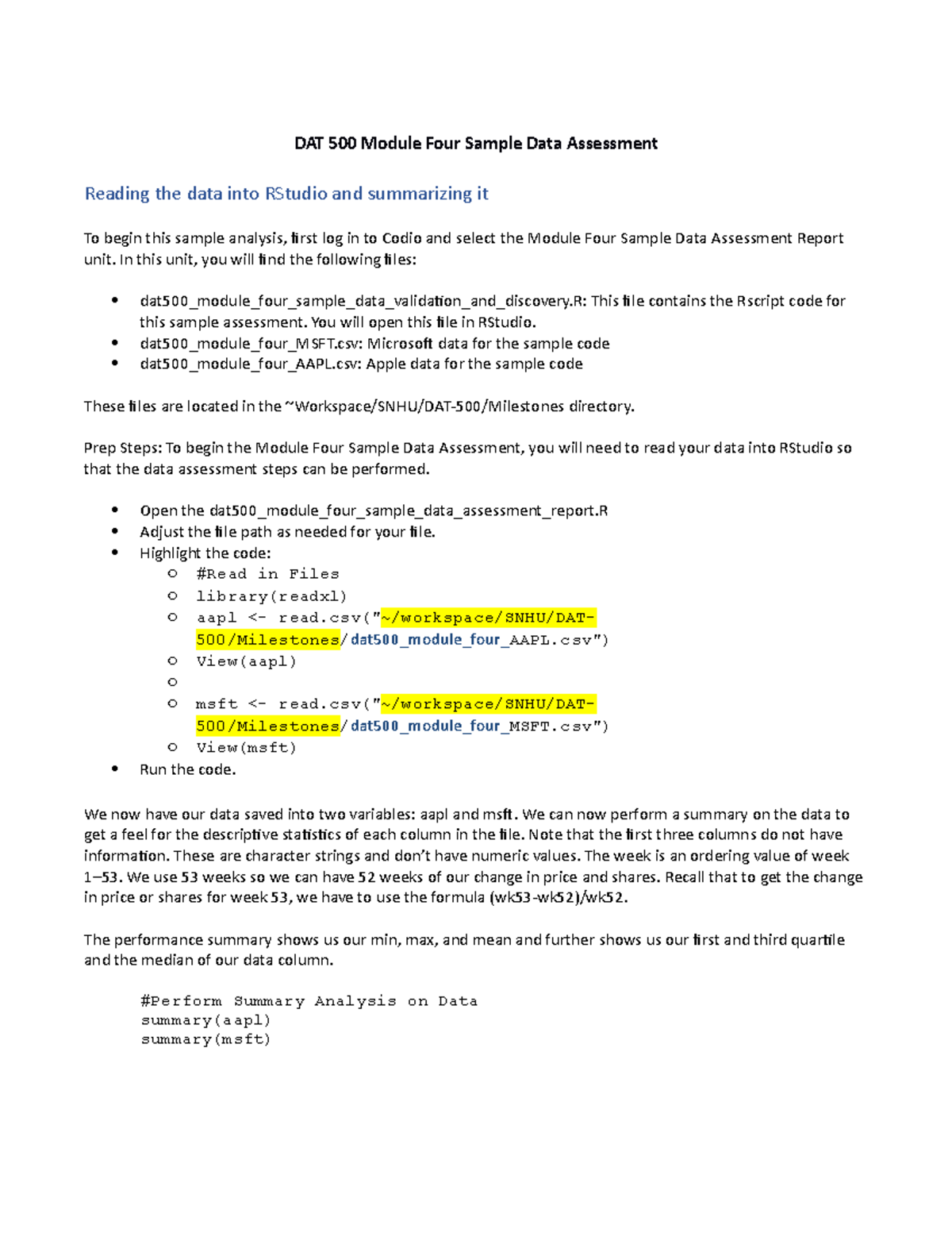 DAT 500 Module Four Sample Data Validation and Discovery - DAT 500 ...